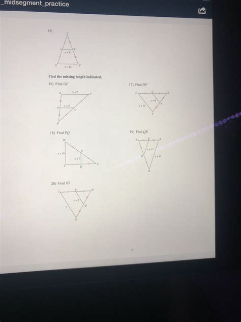 Solved Midsegment Practice 15 Find The Missing Length