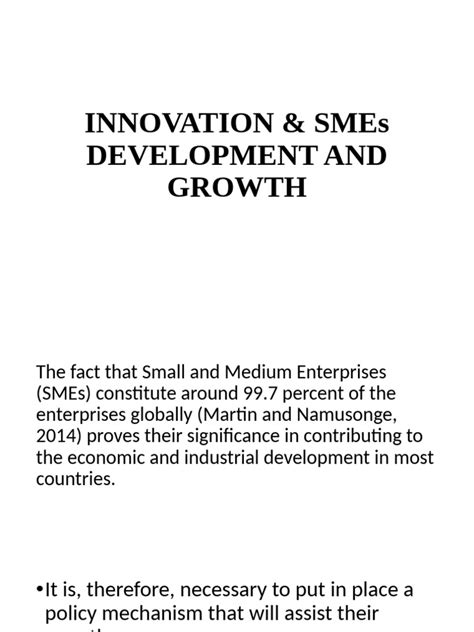 Innovation And Smes Development And Growth Pdf