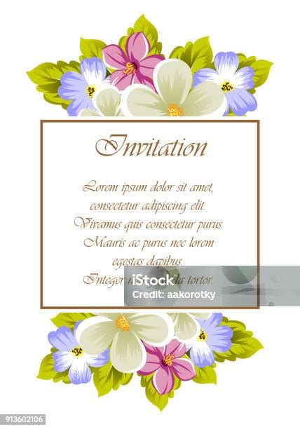 꽃의 축 하 프레임입니다 디자인 질감 엽서 인사 카드 생일 결혼식 발렌타인의 날 휴일 축 하 파티 결혼식에 대한 스톡 벡터 아트 및 기타 이미지 Istock