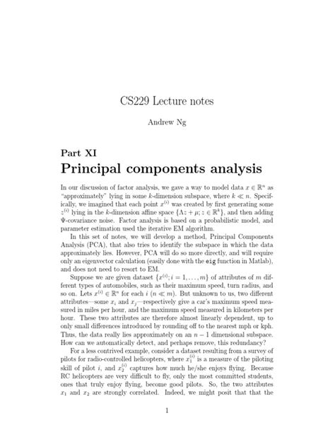 Pca Pdf Principal Component Analysis Eigenvalues And Eigenvectors