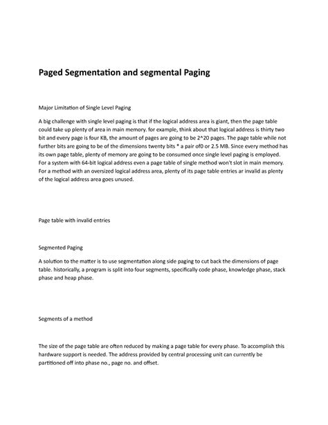paged segmentation and segmental paging for example think about that