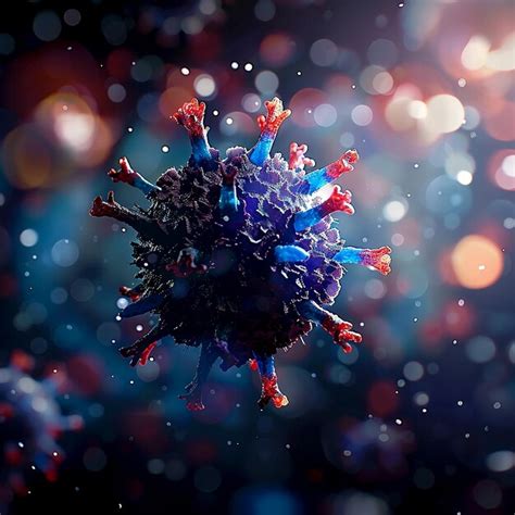 3d Illustration Of Virus Particle With Detailed Structure And Glowing Microscopic Elements