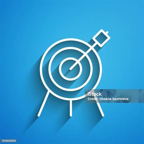 파란색 배경에 격리 된 화이트 라인 대상 스포츠 아이콘 사격장이나 촬영을 위한 숫자로 대상을 청소합니다 긴 그림자 벡터 가리키기에 대한 스톡 벡터 아트 및 기타 이미지