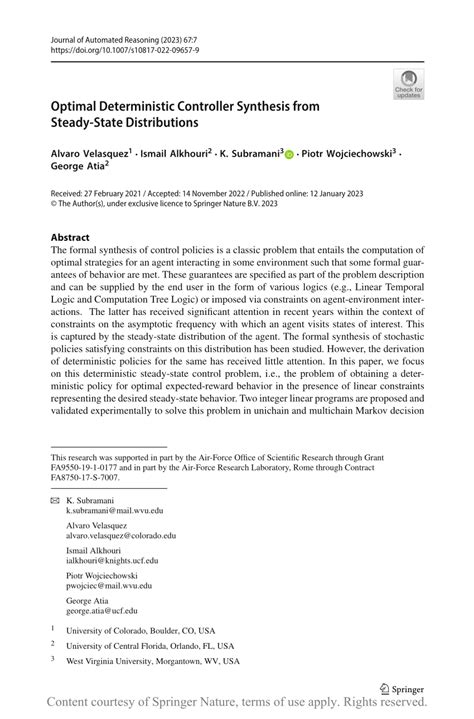 Optimal Deterministic Controller Synthesis From Steady State