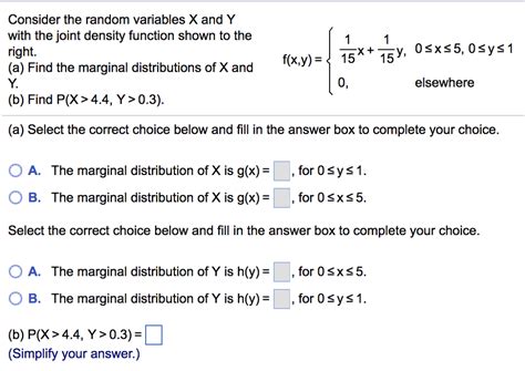 Solved Consider The Random Variables X And Y With The Joint