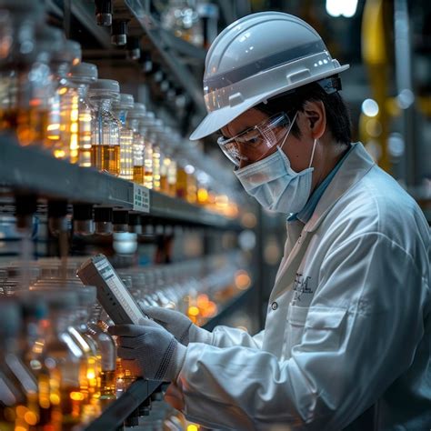 Engineer Analyzing Data To Optimize Manufacturing Processes In A Japanese Factory Premium Ai