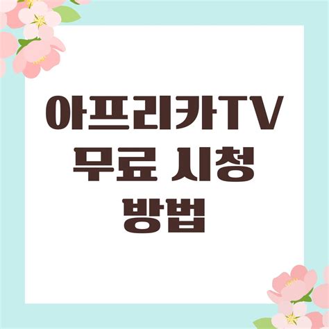 아프리카tv 무료 시청 방법