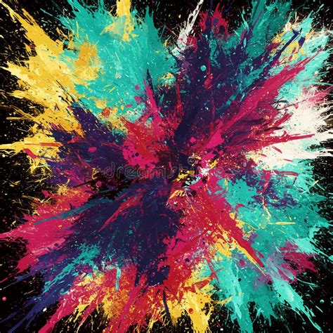 Explosive Abstract Artwork Featuring Dynamic Splashes Of Vibrant Colors Including Stock