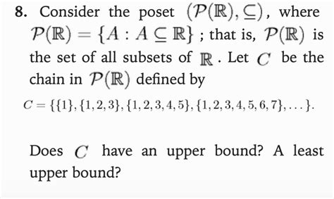 solved 8 consider the poset p r c where p r {a