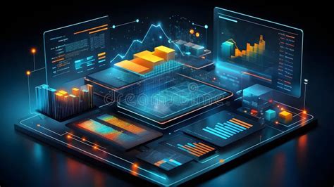 Futuristic Data Visualization Dashboard Glowing Neon For Tech Presentations Generative Ai