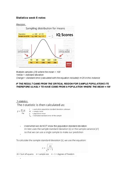 Statistics Week 6 Notes Week 5 Revision Statistics Week 6 Notes Revision Multiple Samples
