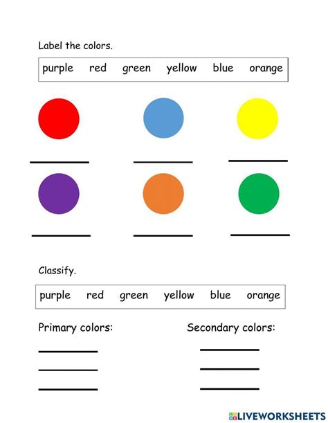 Primary And Secondary Colors Esl Worksheet By Cinni Worksheets Library