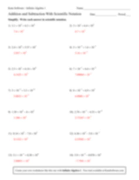 Addition And Subtraction With Scientific Notation Worksheets Worksheets Library