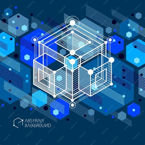 Premium Vector Isometric Abstract Dark Blue Background With Linear Dimensional Cube Shapes