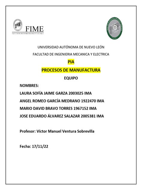 Pia Procesos De Manufactura Pdf