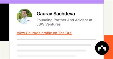 Gaurav Sachdeva Founding Partner And Advisor At Jsw Ventures The Org