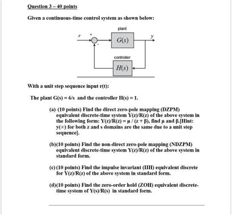 Question 3 40 Points Given A Continuous Time