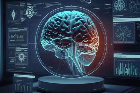 Digital X Ray Human Brain Scan Generative Ai Stock Illustration