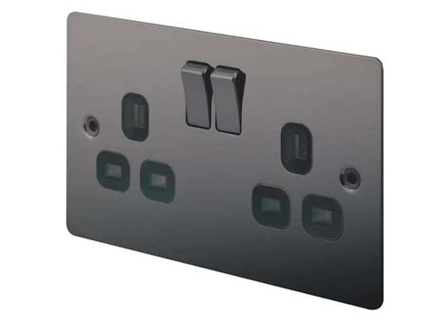 Lap 13a 2 Gang Dp Switched Plug Sockets Black Nickel 5 Pack £1499 At