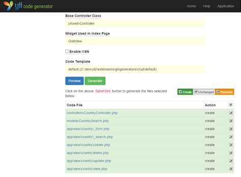 Start Gii Yii2 Framework