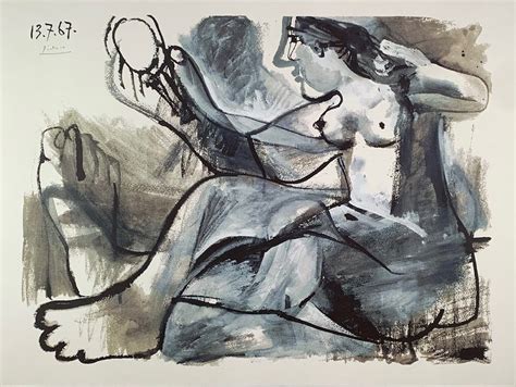 Pablo Picasso Nude In Mirror Limited Art Print Framed