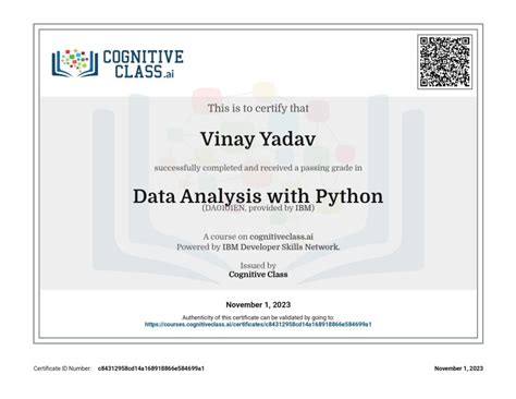 completed ibm s python data analysis course vinay yadav posted on the topic linkedin