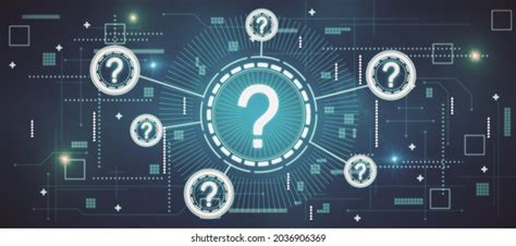 흐릿한 파란색 배경에 창조적인 빛나는 물음표가 스톡 일러스트 2036906369 Shutterstock