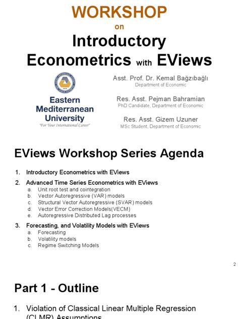 Workshop 4 Part 1 Introductory Econometrics With Eviews Pdf