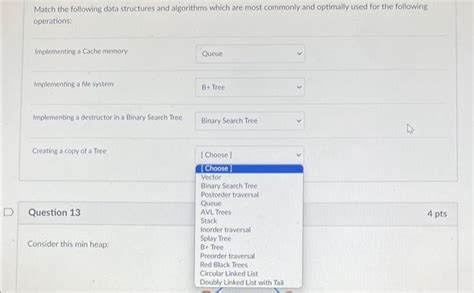 Solved Match The Following Data Structures And Algorithms