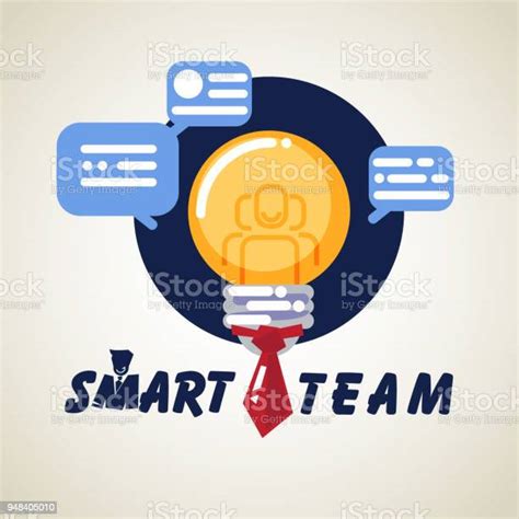 백열 연설 거품과 넥타이로 사람들의 그룹과 전구 팀워크 개념 스마트벡터 0명에 대한 스톡 벡터 아트 및 기타 이미지 0명 개념 계획 Istock