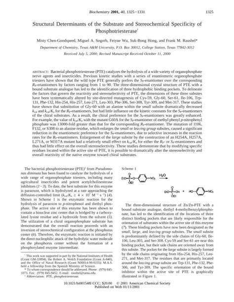 Pdf Structural Determinants Of The Substrate And Stereochemical Specificity Of