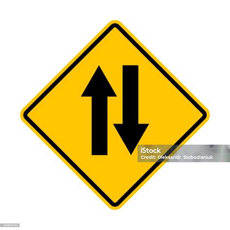 양방향 교통 표지판 노란색 다이아몬드 모양의 경고 도로 표지판입니다 다이아몬드 도로 표지판입니다 마름모꼴 도로 표지판입니다 양방향 통행 출구 앞에서는 조심하십시오 도로