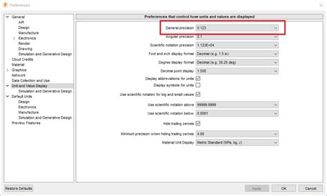 Fusion Help How To Modify Decimal Point Precision In The Design Space