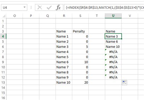 Excel How To Use Index To Find All Values Greater Than Stack Overflow