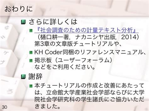 Kh Coder チュートリアル(スライド版) Kh Coder チュートリアル(スライド版)