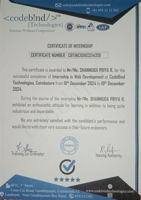 shanmuga priya r on linkedin webdevelopment internship php mysql