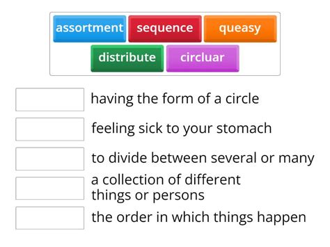 Unit Week Vocabulary Words Match Up