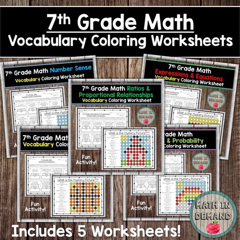 Math In Demand 7th Grade Math Vocabulary Coloring Worksheets