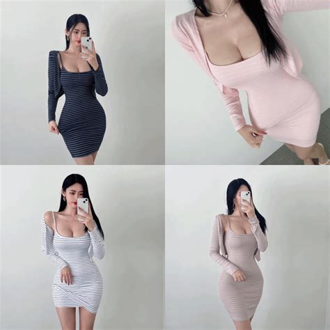 당일 헤븐set 고퀄 국내생산 4color 단가라 크롭 가디건 골지 스판 스트라이프 나시 원피스 세트 셋업 미니 신축성 비춤x 데일리룩 섹시룩 글램룩 쫀쫀 핏보장 에이블리