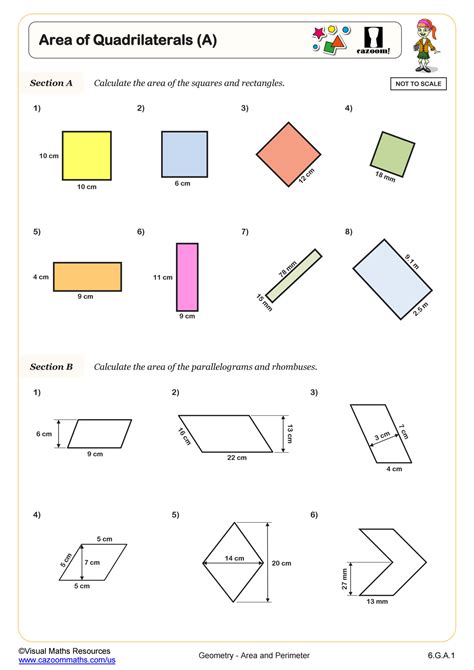 Area Of Quadrilaterals A Worksheet 6th Grade Pdf Worksheets