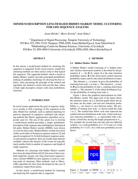 Pdf Minimum Description Length Based Hidden Markov Model Clustering