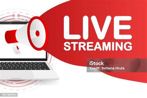 라이브 스트리밍 배너 템플릿입니다 메가폰을 사용한 마케팅 전단지 소매 프로모션 및 공지를 위한 템플릿입니다 벡터 그림입니다 서비스에 대한 스톡 벡터 아트 및 기타 이미지