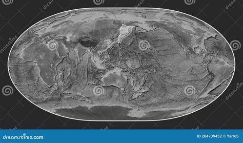 Okhotsk Tectonic Plate Grayscale Loximuthal Boundaries Stock Illustration Illustration Of