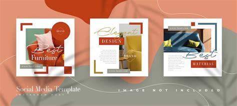홈 가구 소셜 미디어 게시물 템플릿 프리미엄 벡터