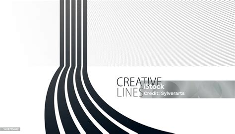 원근 추상 벡터 배경의 3d 흑백 선 선형 원근 일러스트 레이션 아트 수평선으로 가는 길 개념에 대한 스톡 벡터 아트 및 기타 이미지 Istock