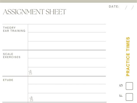 Music Assignment Sheet Practice Tracker Music Teacher Planner Weekly