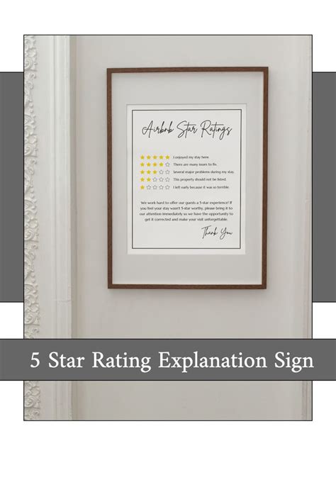 Editable 5 Star Rating Explanation Sign Template Airbnb Star Rating System Explained Airbnb