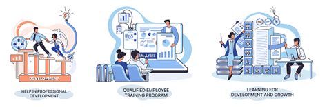 전문성 개발에 도움이됩니다 자격을 갖춘 직원 교육 프로그램 소프트웨어 개발 및 성장을 위한 학습 개념에 대한 스톡 벡터 아트 및 기타 이미지 Istock
