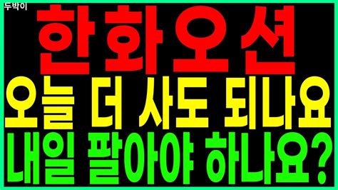 🐥한화오션🐥 오늘 더 사도 되나요 내일 팔아야 하나요 조선주 조선관련주 삼성중공업 트럼프 급등주 주가 주가전망 주식추천 목표가 대응방법 두박이 Youtube