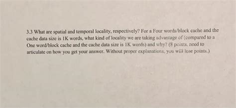 Solved 33 What Are Spatial And Temporal Locality